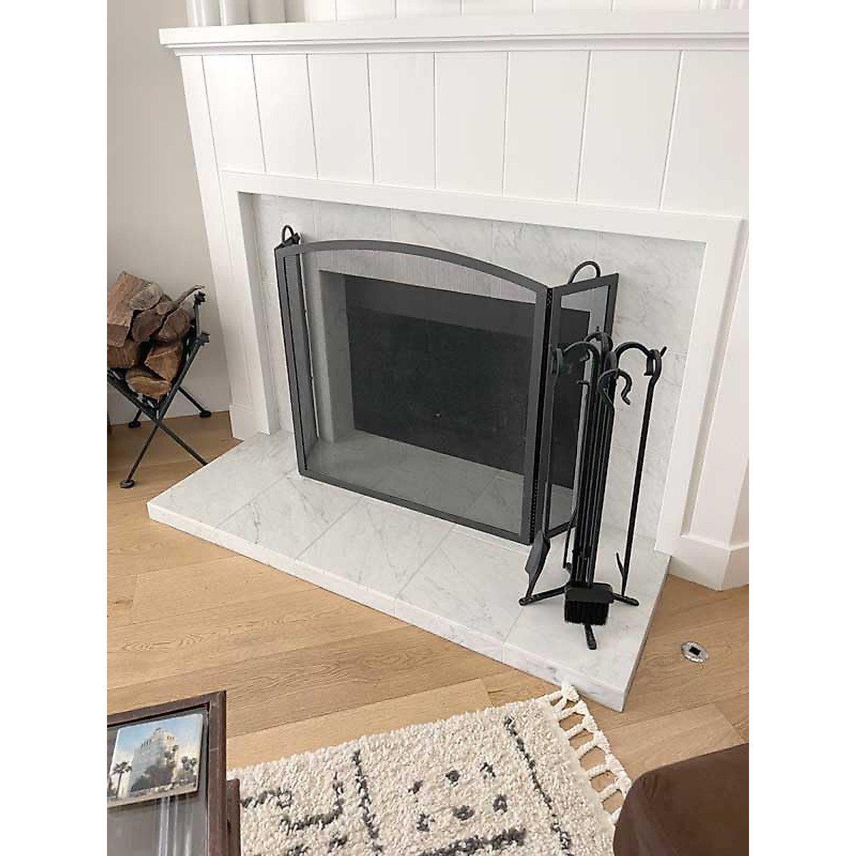 Pilgrim Home and Hearth 18003 Forged Hearth Fireplace Tool Set, 28", Matte Black