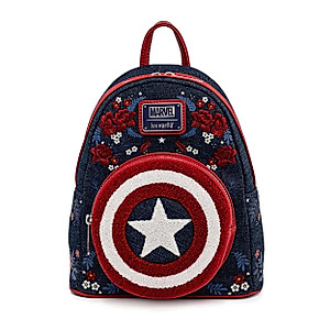 Loungefly Capt America 80th Anniversary Sheild Mini Backpack Blue-Red
