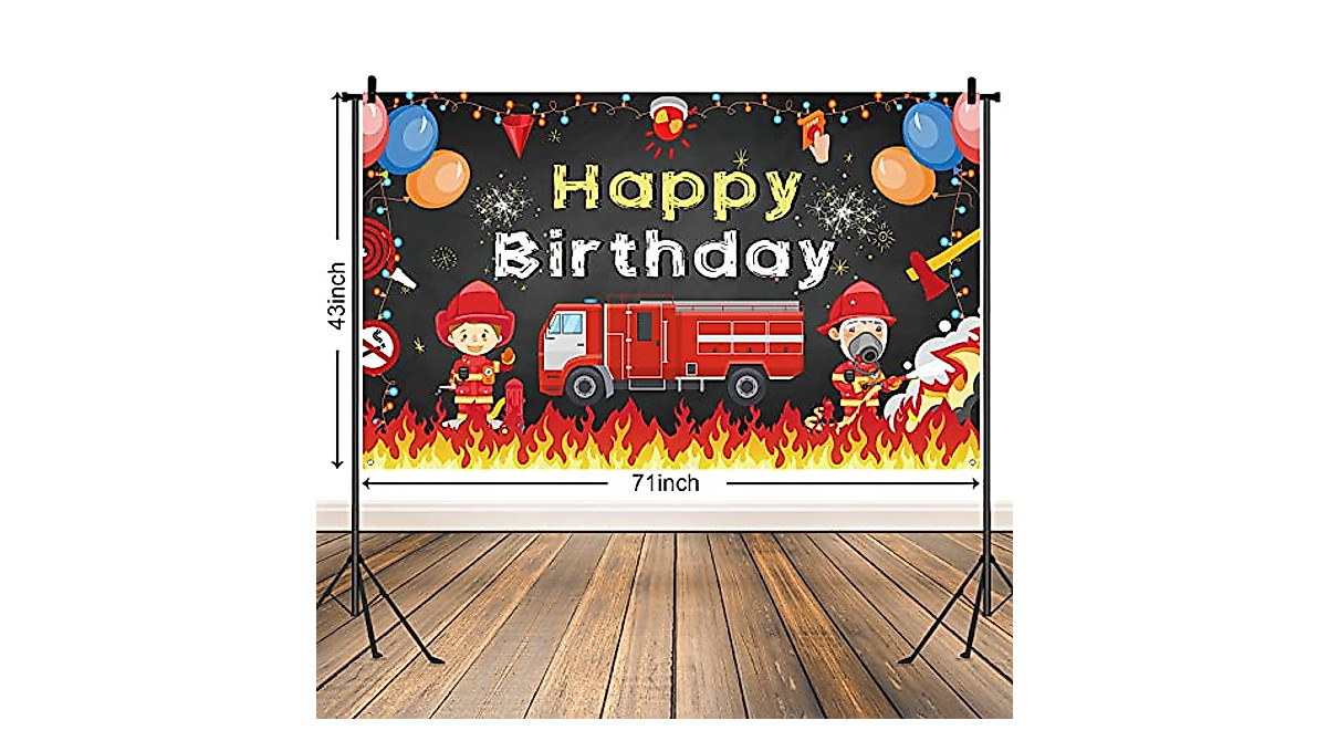 Firetruck Birthday Party Supplies - Stunning Backdrop