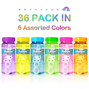 36 Pcs Bubble Bottles with Wand,Bubbles Party Favors for Kids,Summer Toys, Blow Bubbles Solution Novelty Toy, Party Favors, Birthday Party Supplies, Outdoor & Indoor Activity,4oz,6 Colors