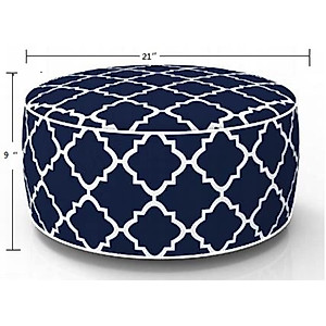 Gaier Inflatable Footstool Round Ottoman 21x9 Inch Used for Indoor or Outdoor Kids/Adults Home Yoga Patio Deck Front Porch Backyard Garden Travel Portable Camping Bearing 285 lb (Blue)