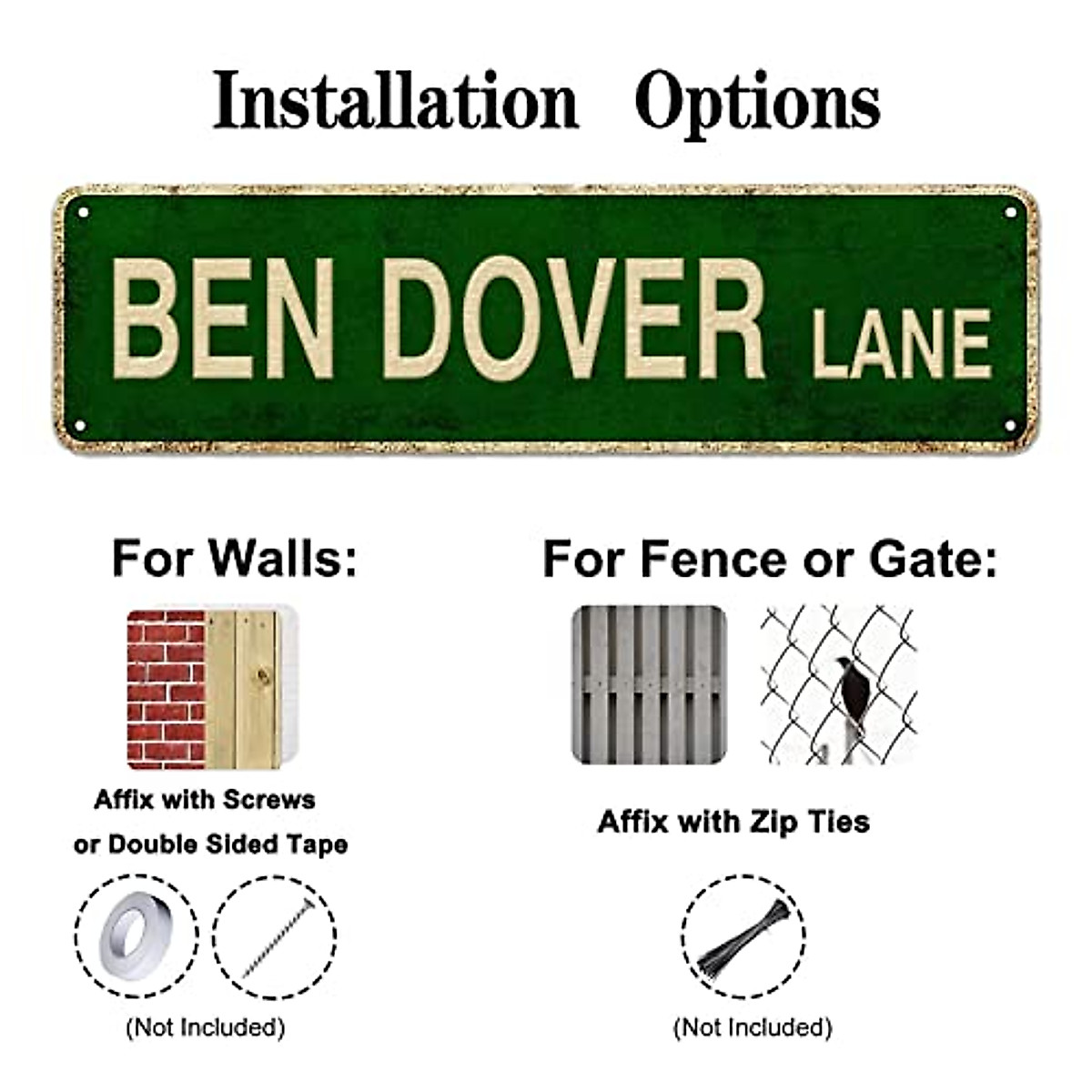 Ben Dover Lane Slim Tin Sign Retro Street Sign for Room Decor Man Cave Best Gift 4x16 Inch