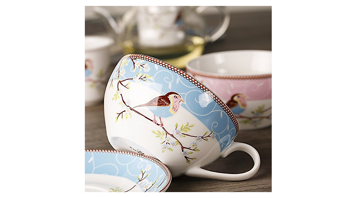 Elegant Jusalpha Blue Glass Teapot & Cup Set