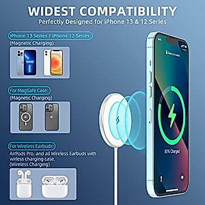 Magnetic Wireless Charger, SINDOX 15W Metal Fast Charging Pad for iPhone 14/13/12, 0.17In Ultra Thin USB-C Charging Pad MagSafe Charger for iPhone 14 Pro Max/14 Pro/14 Plus/13 Pro Max/13 Pro /13 Mini