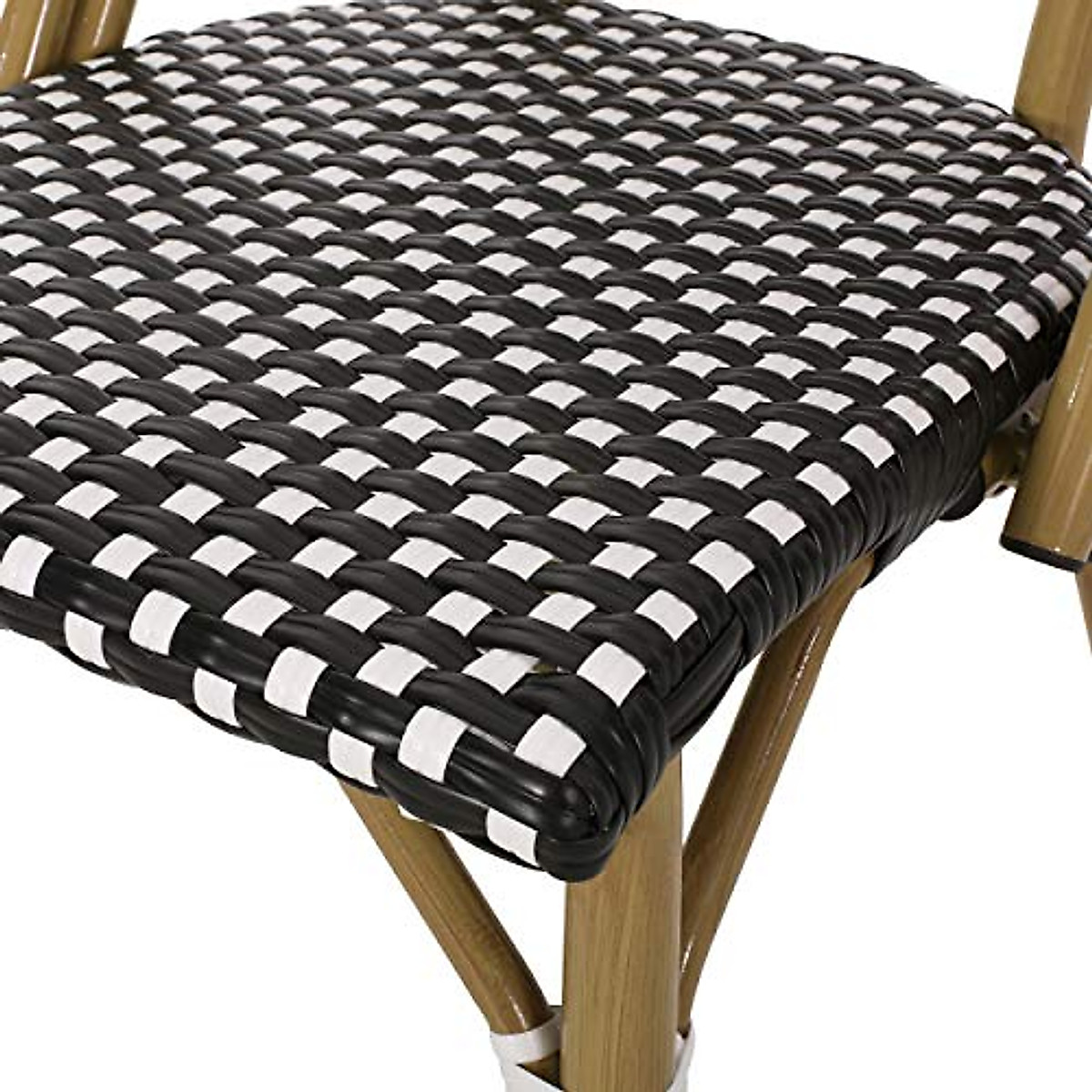 Christopher Knight Home Gwendolyn Outdoor French Bistro Chairs (Set of 2), Black + White + Bamboo Print Finish