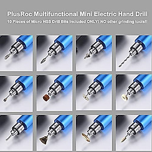 PlusRoc 0.3-4mm Mini Electric Hand Drill With 3-12V DC Variable Speed Control Power Adapter, Portable Handheld Drill For Crafting PCB Resin