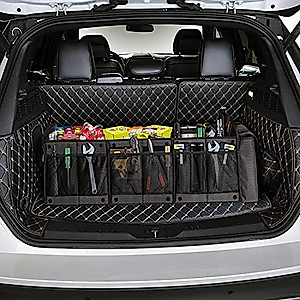 EAROND Car Trunk Organizer with Portable Leakproof Cooler Bag,Foldable Cover,Adjustable Securing Straps,Collapsible Trunk Organizer for Car,SUV,Truck and Other Vehicles(4-in-1 with Cooler)