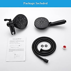 BONADE Black Shower Head, Black Handheld Shower with Shower Head the Perfect Combination Possession 7x7=49 Combinations of Functions to Take you to Enjoy a Luxurious Bath, Matte Black
