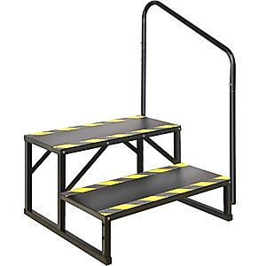 TOCRETOARE RV Steps with Handrail, Hot Tub 2 Steps with Handrail, Portable Stairs Steps for 5th Wheel RV, Mobile Home Stairs Outdoor RV Step Ladder for Camper and Porch with Non Slip Assist Handrail