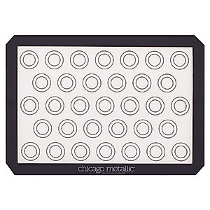 Chicago Metallic Silicone Pastry Mat with Measurements,, Baking Mat with Cookie Marks Gray 16.5x11.5 Inch