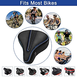 Gincleey Comfortable Bike Seat Cover with Memory Foam Wide Bicycle Saddle Cushion for Women Men Everyone, Fits Exercise, Spin, Stationary, Soft