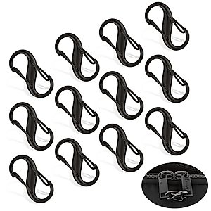 Ouligay 12 Pieces Zipper Locks Anti Theft, Zipper Locks for Backpacks, Tiny Small Mini S Carabiner Clip, Zipper Pulls Replacement for Camping Fishing Travelling Outdoor Sports
