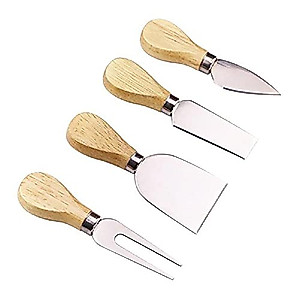 NC 4PCS in Wood Handle Stainless Steel Butter Cheese Pizza Cutter Fork Kitchen Craft Cutting Tool Set