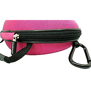 CASEBUDi Oval Hard Shell Headphone Carrying Case | Travel Pouch Protection Compatible with Foldable Headphones | Pink Ballistic Nylon