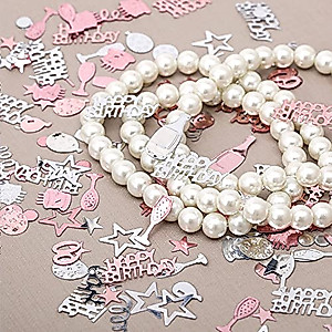 60th Birthday Confetti Rose Gold Number 60 Happy Birthday Party Confetti Metallic Foil Balloon Star Birthday Cake Table Scatter Confetti for 60 Birthday Party Anniversary Decorations, 1.6OZ