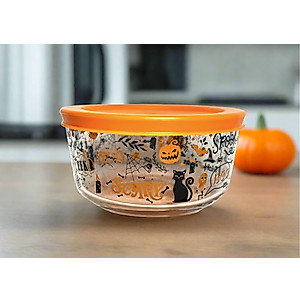 DURA LIVING Halloween Glass Food Storage Containers with Lids | Set of 6 (3 Containers + 3 Lids) 2-Cup | Spooky Design, BPA-Free, Microwave & Dishwasher Safe|Perfect for Meal Prep, Snacks & Leftovers