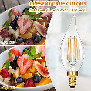 Dimmable E12 Candelabra LED Light Bulbs 40W Equivalent, 2700K Soft Warm White Chandelier Light Bulbs, 4W 460 LM Flame Tip Candle Light Bulbs, 12-Pack