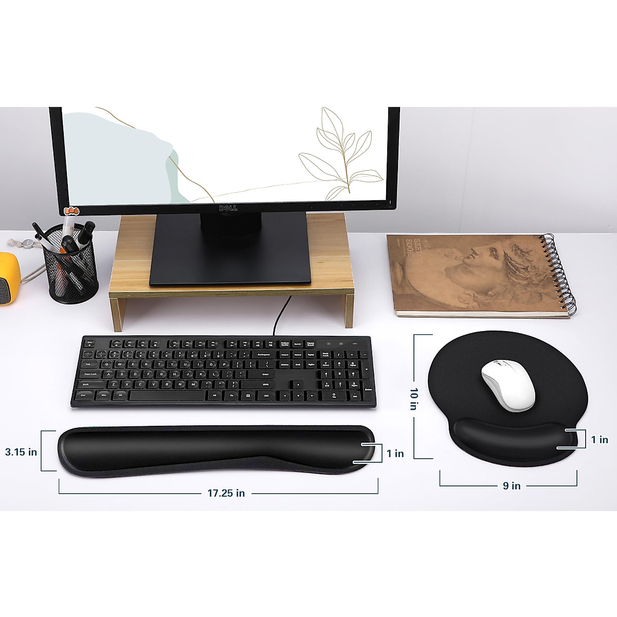 Ergonomic Mouse Pad with Wrist Support, Premium Memory Foam Keyboard Wrist Support Bar and Mouse Wrist Rest Pads Set- for Comfortable Typing &Wrist Pain Relief Mouse Pad with Wrist Support Bar