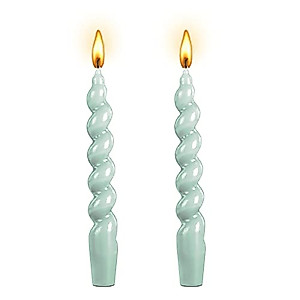 Berkebun 20CM Spiral Taper Candle -Conical Stick Candles,H7.5inch, for Holiday Wedding Party Wax Unscented Dinner Candle Long Votive Candles,Christmas Giftt,Chime Candles.(2, Blue)