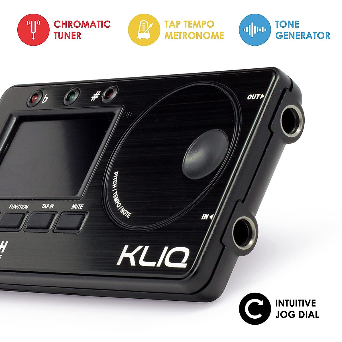 KLIQ MetroPitch - Metronome Tuner for All Instruments - with Guitar, Bass, Violin, Ukulele, and Chromatic Tuning Modes (MetroPitch, Black)