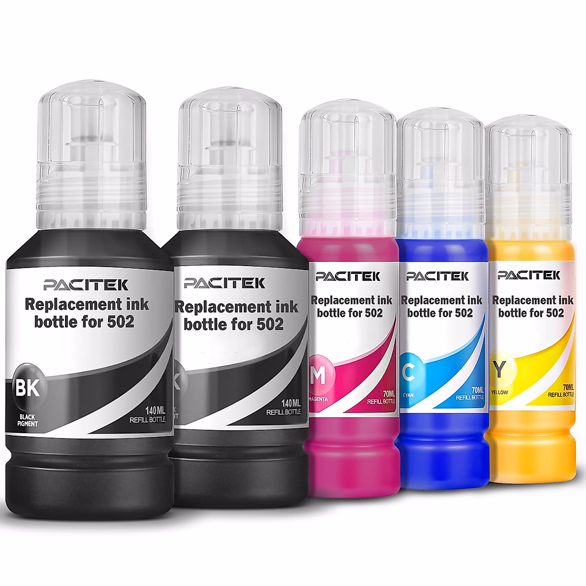 PACITEK 502 Compatible Refill Ink Replacement for T502 Used for ET-2850 ET-2760 ET-3850 ET-3710 ET-3750 ET-3760 ET-4850 ET-4750 ST-2000 Printer (2Black, Cyan, Magenta, Yellow)