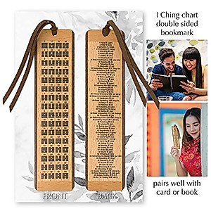 I Ching - The Book of Changes Hexagrams Chart with Descriptions - 2 Sided Wooden Bookmark - Made in USA