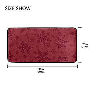 ALAZA Kitchen Mat Red Snowflake Anti Fatigue Standing Mat for Office, Laundry Room and Stand-up Desks