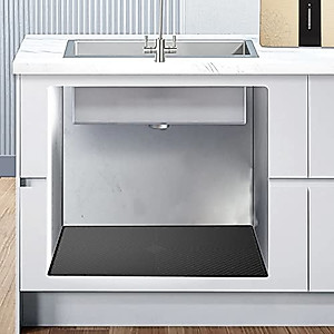 Under Sink Mat,PRETIRENO 34" x 22" Silicone Under Sink Liner for Kitchen & Bathroom Sink Base Cabinets,Under Sink Drip Tray with Lip, Black