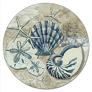 Counterart Tide Pool Shells 4mm Heat Tolerant Tempered Glass Lazy Susan Turntable 13" Diameter Cake Plate Pizza Server