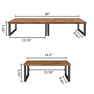 Simple Trending 2-Pack Wooded Monitor Stand Riser, Desk Organizer Stand with Anti-Slip Suction Cup for Laptop, Computer, iMac, Pc, Antique Brown