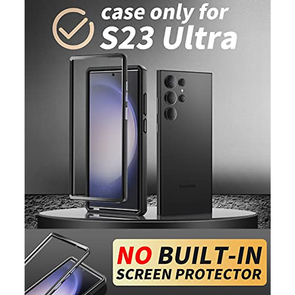 Tongate for Samsung Galaxy S23 Ultra Case with Sliding Camera Cover, [with Front Frame] Dual Layer Military Grade Protection Belt-Clip & Kickstand Phone Case for Galaxy S23 Ultra, Black