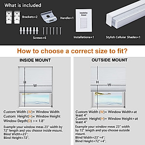 Persilux Custom Size Cellular Blinds for Windows Cordless Blackout Honeycomb Shades Noise Reduction Thermal Insulated for Home, Night White