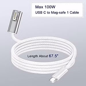 Etre Jeune USB C to Magnetic L-Tip Charging Cable, Type C to Mag-Safe 1 PD 100W Power Fast Charging Converter Connector Replacement for 2006-2012 Mac-Book Pro Air