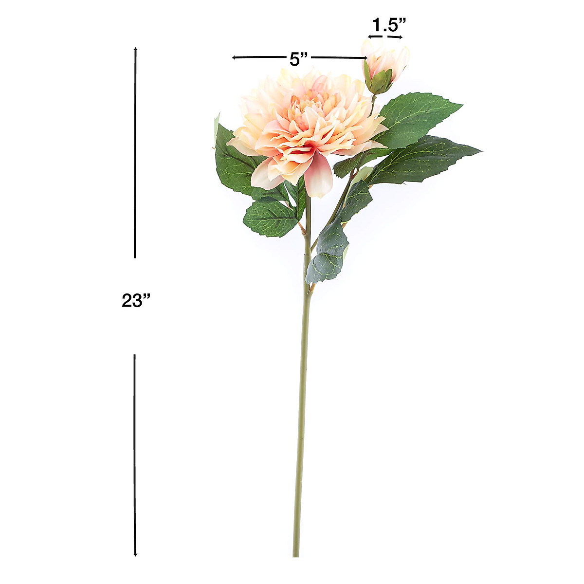 ELITE FLORAL (4 Pack 23" Artificial Dahlia Flowers Faux Dahlia Stem (Blush), Long Artificial Silk Flowers Realistic Fake Flowers for Wedding, Home Garden, Dining Table Decor, DIY