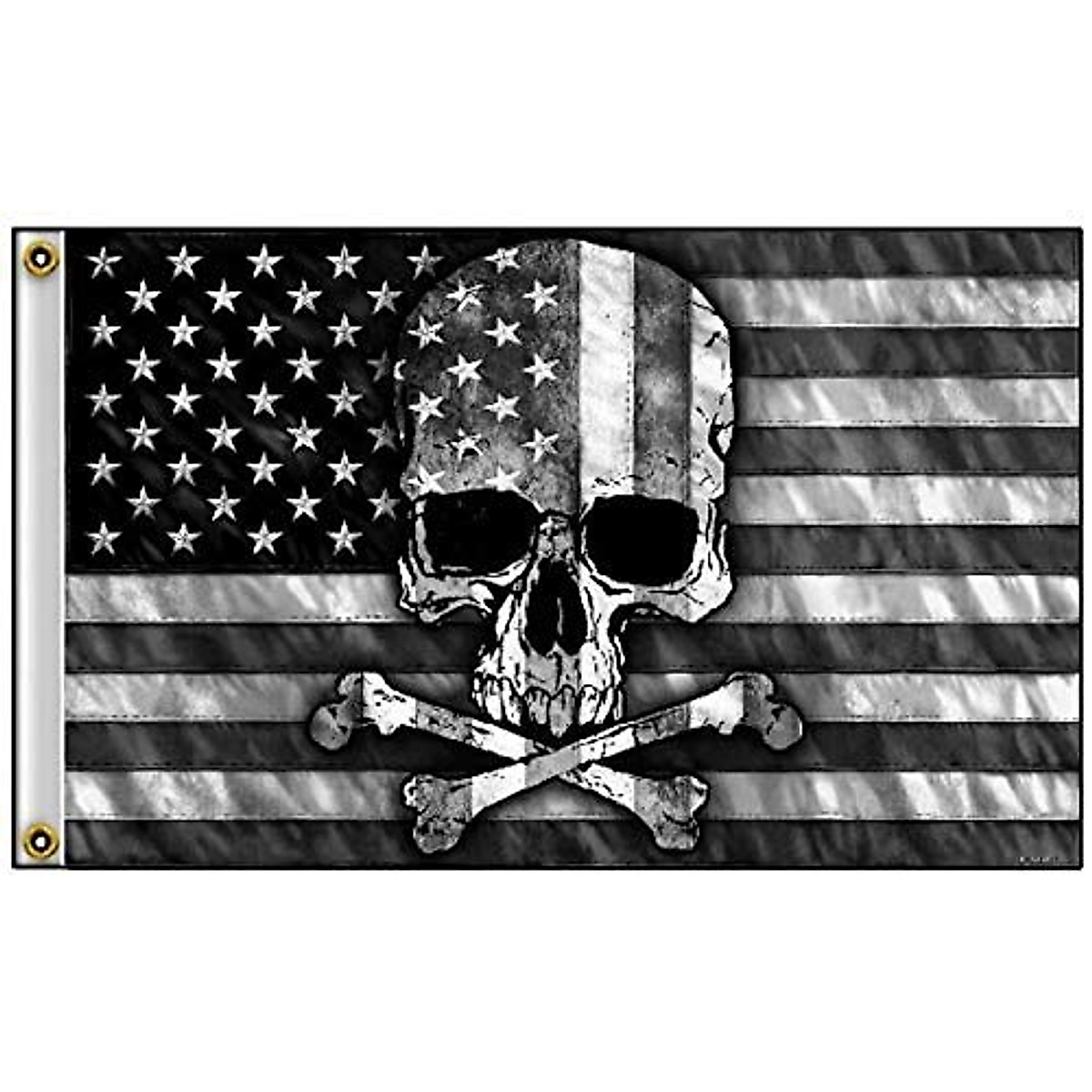 Lordzables Black and White American Flag with Skull & Crossbones 3' x 5' Flag
