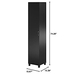 Pemberly Row Transitional 16" Utility Storage Cabinet in Black