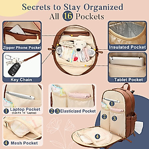 Diaper Bag Backpack Leather Diaper Bag with Hand Sanitizer Holder & Mini Diaper Bag