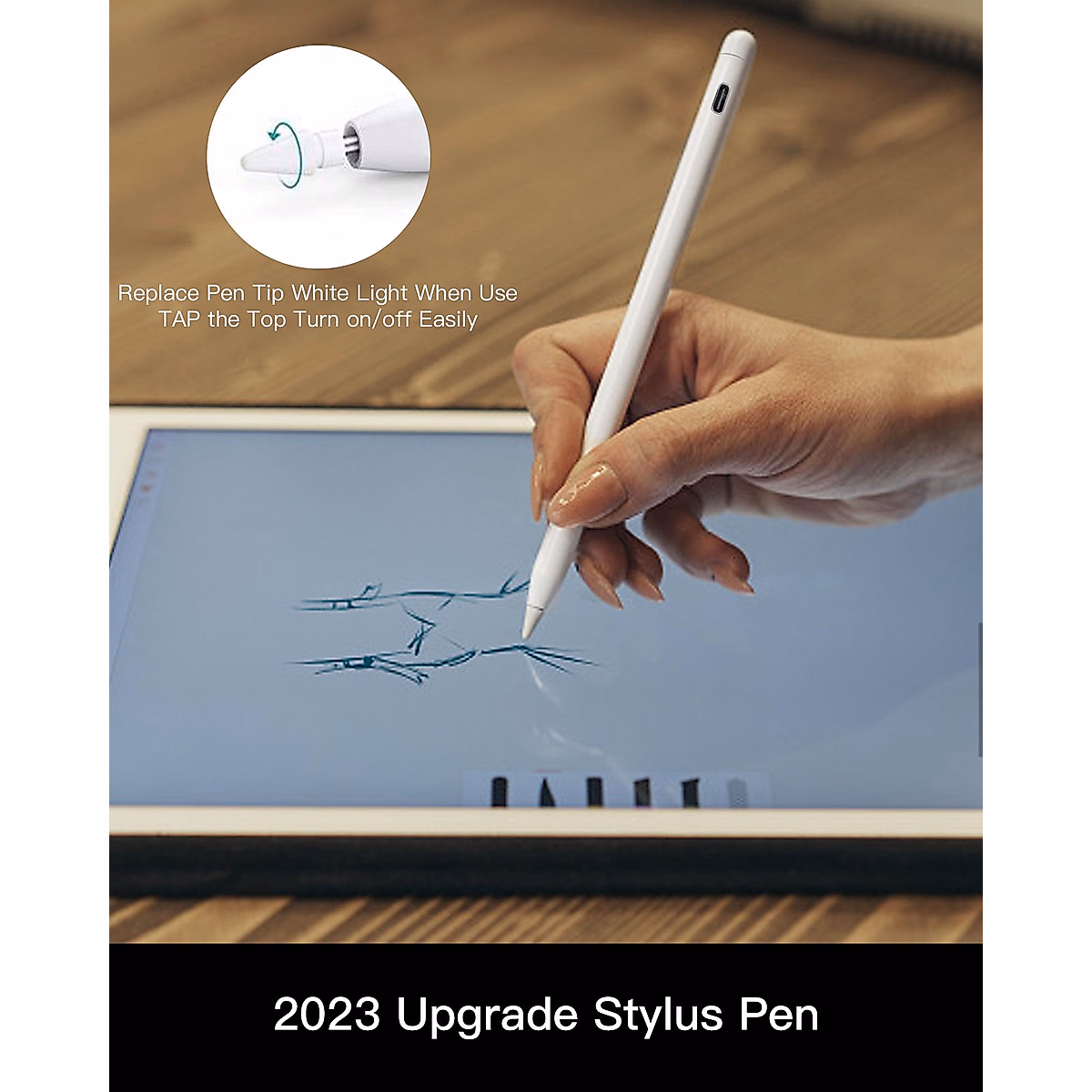 Stylus Pencil 1st Generation for iPad 9th&10th Generation with Palm Rejection, Tilt Sensitivity, Stylus Pen Compatible with iPad Pro 11/12.9, iPad 10/9/8/7/6, iPad Mini 5/6, iPad Air 3/4/5
