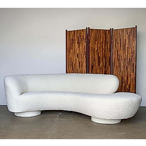 55" Wide Boucle Upholstery Plush Chenille Fabric Off White Color by The Yard