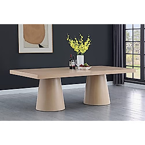 Meridian Furniture 502Oak-T Tavolo Collection Modern | Contemporary Dining Table, Rich Natural Oak Finish, MDF With Natural Oak Veneer, 2 Table Leaves Included, 95" / 113.5" / 132" W x 47.5" D x 31" H