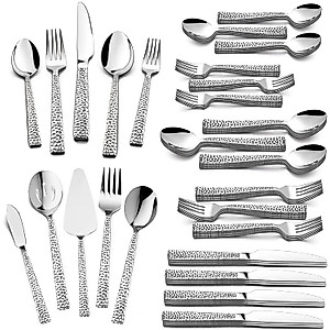 King International Stainless Steel Hammered Table Knife,Set of 12, 20 cm, Mirror Polish,Butter Knife, Cheese Knife,Dinner Knife,Dessert Knife,Bread Knife,Stainless Steel Table Knife Set of 12pcs