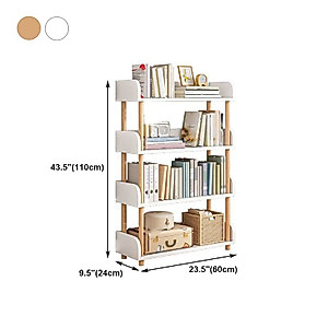 KWOKING Modern Style Etagere Bookshelf Wooden Open Back Bookcase Shelf Floor-to-Ceiling Living Room Multi-Layer Book Storage Rack Display Stand Bedroom Bookcase White 23.6" L x 9.4" W x 43.3" H