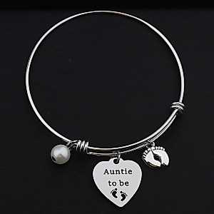 FOTAP Auntie Gift Auntie to be Bracelet Expandable Wire Bangle Funny Auntie Gift Best Sisters Get Promoted to Auntie Gift Auntie Bracelet
