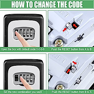 Key Lock Box, UPXON Large Capacity Key Safe Lock Box with Resettable Code, Portable Combination Lockbox for House Keys, Waterproof Wall Mounted Key Box for Home, Hotels, Office, Realtor Grey 1 Pack