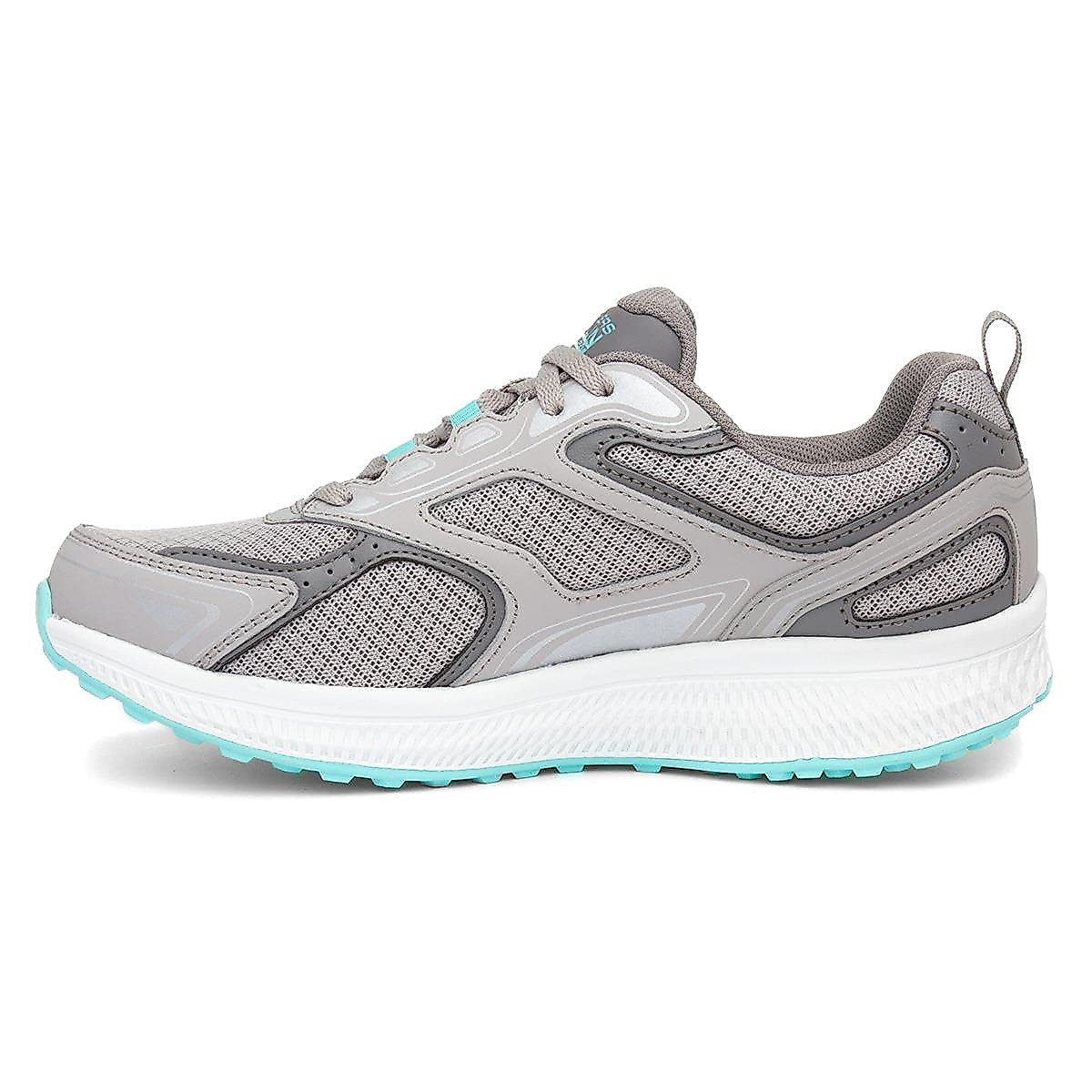 Skechers Women's Go Run Consistent Sneaker, Gray/Turquoise, 8.5 Wide