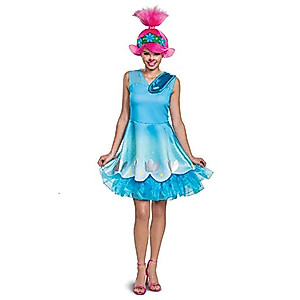 Disguise womens Poppy Costume, Official Trolls World Tour Movie and Headpiece Adult Sized Costumes, Blue, Small 4-6 US