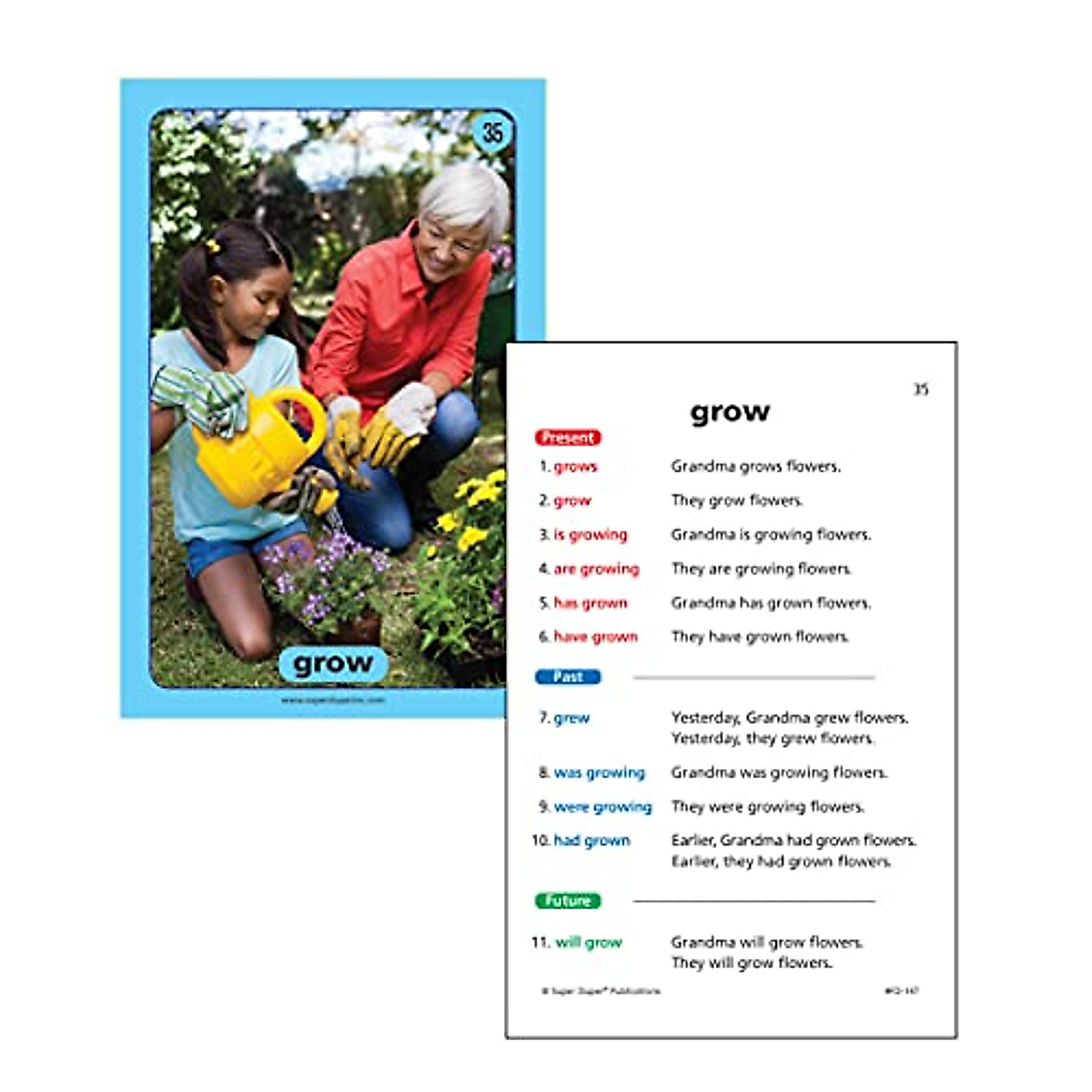 Super Duper Publications | Irregular Verbs in Sentences Photo Fun Deck Flash Cards | Educational Learning Resource for Children