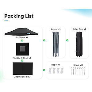 Quictent Privacy 10x15 EZ Pop up Canopy Tent Instant Folding Party Tent Photo Booth with Sidewalls and Wheeled Carry Bag Waterproof (Black)