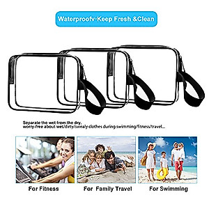 Sariok 3pcs/pack Clear Toiletry Bag with Zipper TSA Approved Travel Cosmetic Bag PVC Make-up Pouch Handle Straps for Women Men, Carry On Airport Airline Compliant Quart Bags 3-1-1 Kit Luggage