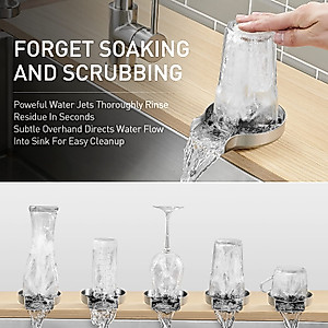 POKIM Glass Rinser for Kitchen Sink Stainless Steel Bottle Washer for Bar Sink Brushed Nickel High Pressure Rinse Cup Cleaner Accessories Solid 304 SUS Mode Replacement